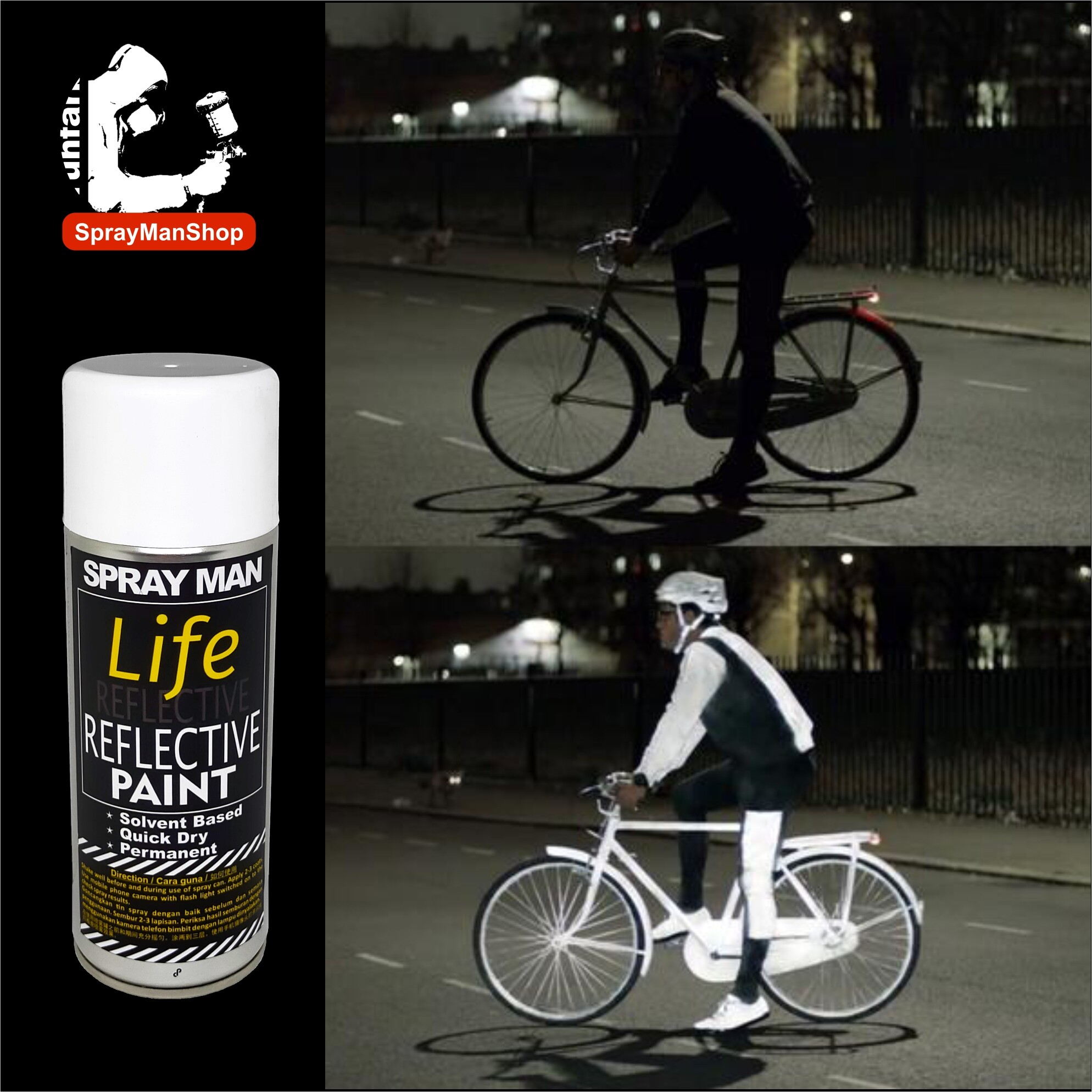 Spray Paint Spray Man Life Reflective Paint Reflector Paint Bicycle ...