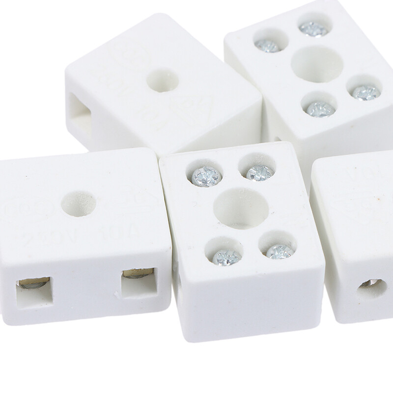 5Pcs 2 Postion 5 Hole Ceramic Wiring Terminal Block high frequency ...