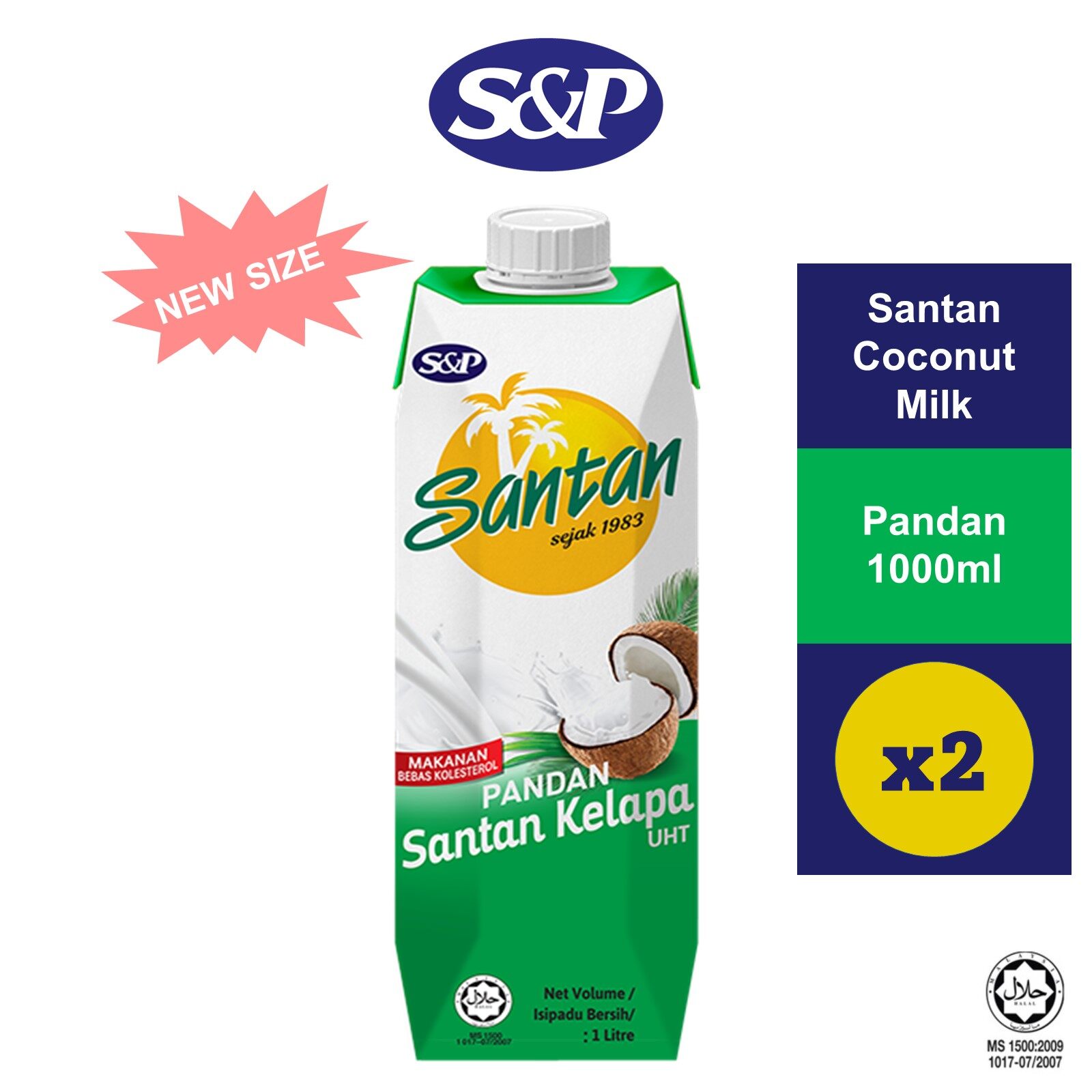 S&P Santan Coconut Milk PANDAN Santan Kelapa (1L/ 1000ml) x2 | Lazada