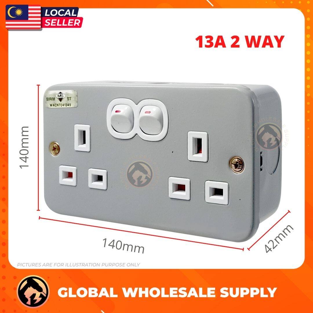 SIRIM SINGLE / DOUBLE 13A METAL SWITCH SOCKET Metal Clad Socket Outlet ...