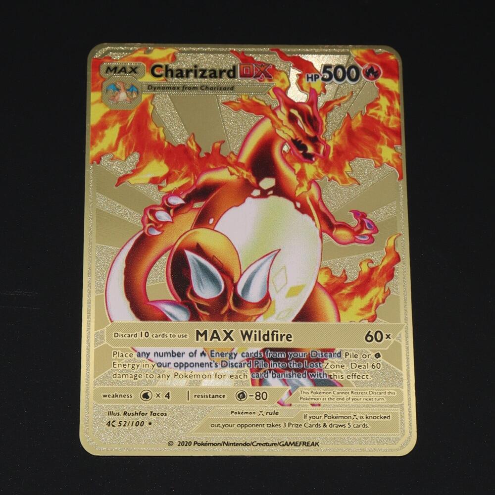 โปเกมอนเหล็กเงาการ์ดภาษาอังกฤษ Charizard Mewtwo Pikachu การ์ดโลหะ Vmax ...