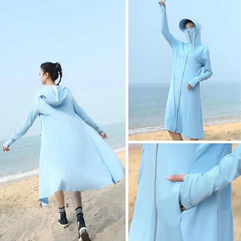 CCW Women Sun-proof Clothes Hooded Anti-UV Sun Hat Summer Sunscreen ...