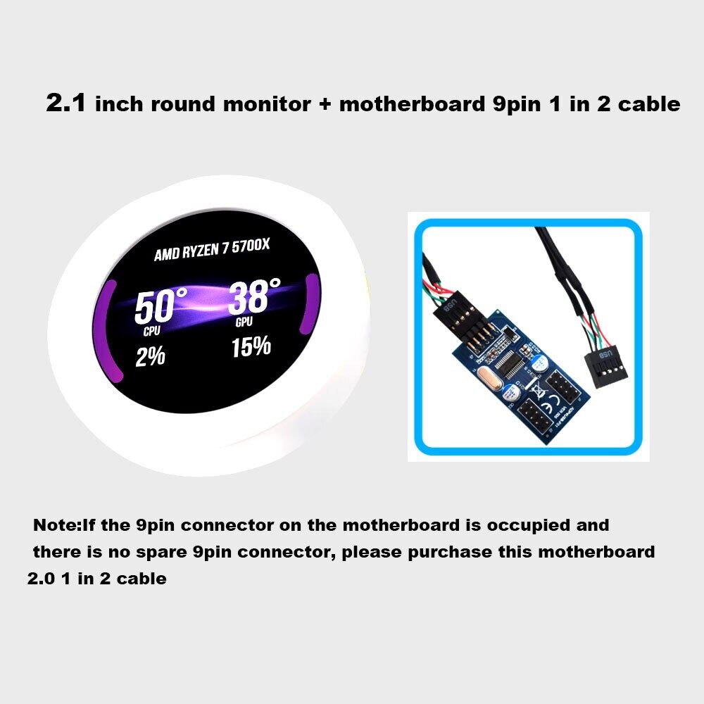 2.1 Inch CPU Temperature Display Water Cooler AIO 240/360,IPS Dynamic ...