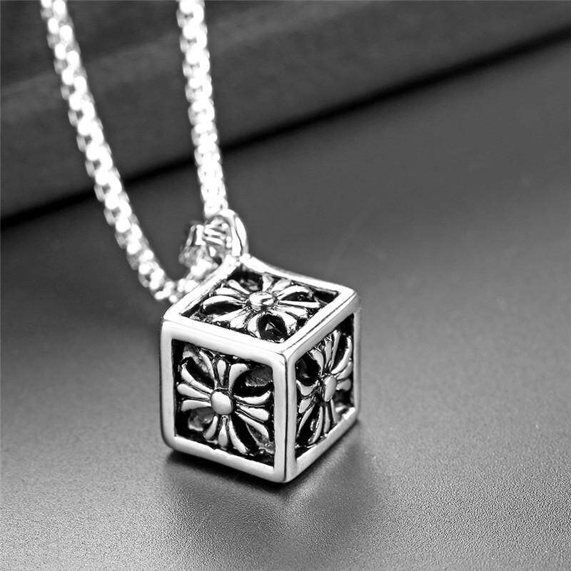 Retro Men Positive Square Cross Pendant Necklace 316L Stainless Steel ...