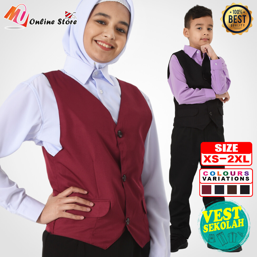 MU VEST PENGAWAS SEKOLAH / VEST SEKOLAH BIRU TUA / VEST SEKOLAH HITAM / VEST SIZE XS-2XL ...
