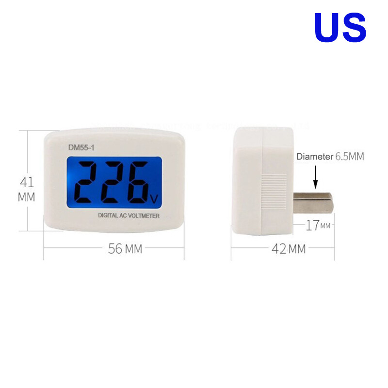 MUXI DM55-1 Digital Voltmeter EU US Plug LCD Display Voltage Meter 110V ...