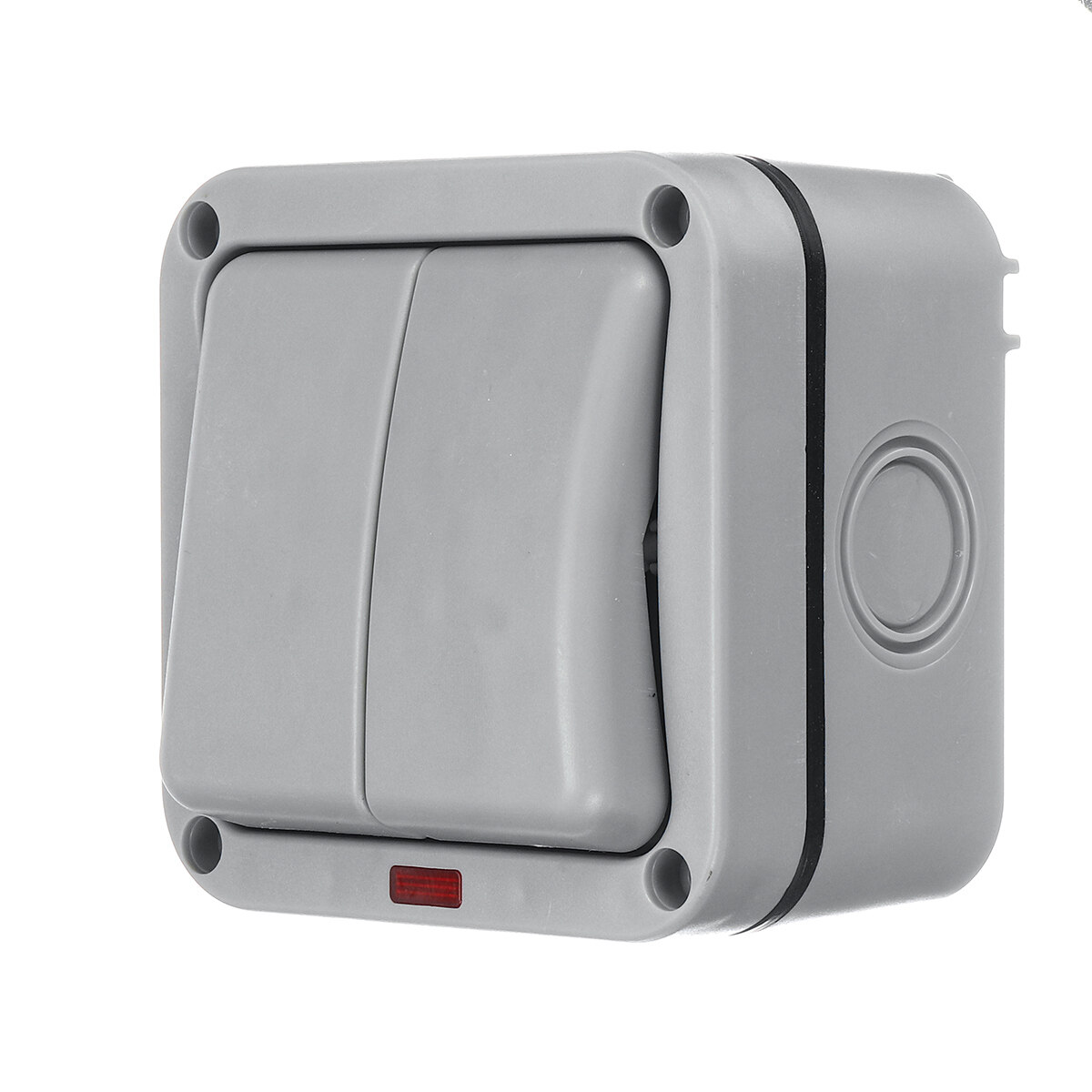 Single/Double Gang Outdoor Socket IP65 Garden Weatherproof Light Switch ...
