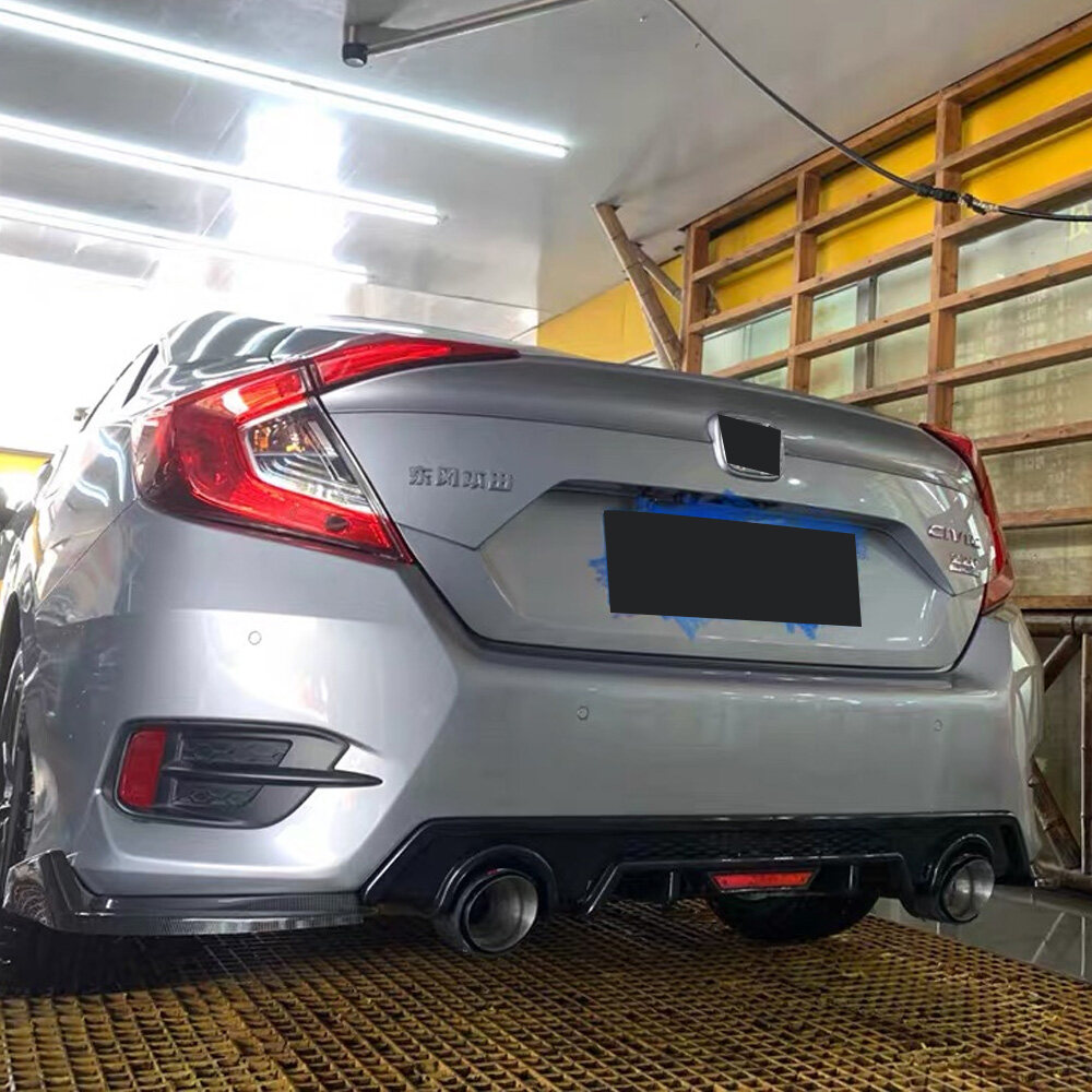 กันชนหลัง Diffuser ริมฝีปากท่อไอเสียสำหรับ Honda Civic 10th Gen 2016 ...