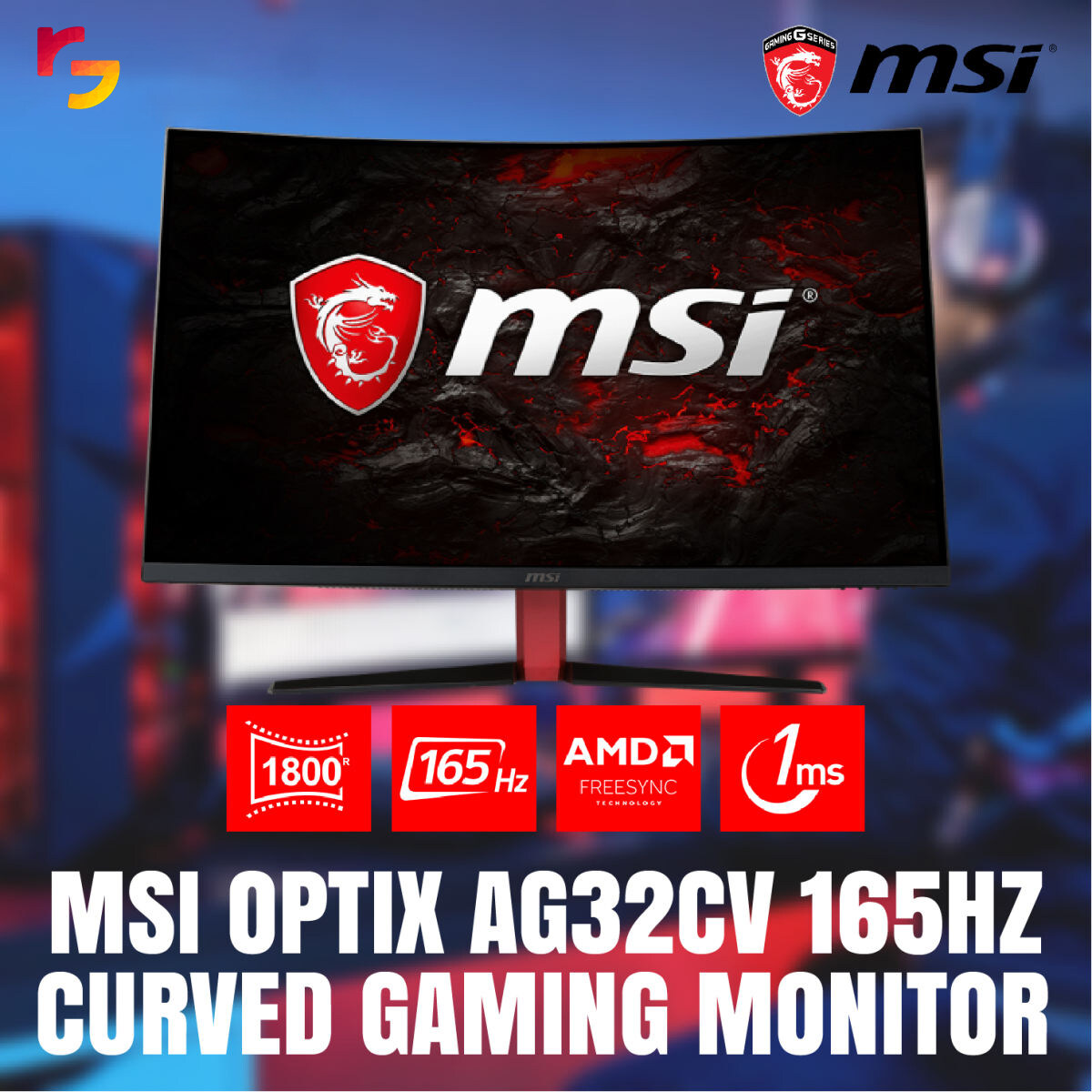 MSI Optix AG32CV - 31.5" (1920 x 1080 Full HD) 165Hz FreeSync Curved ...