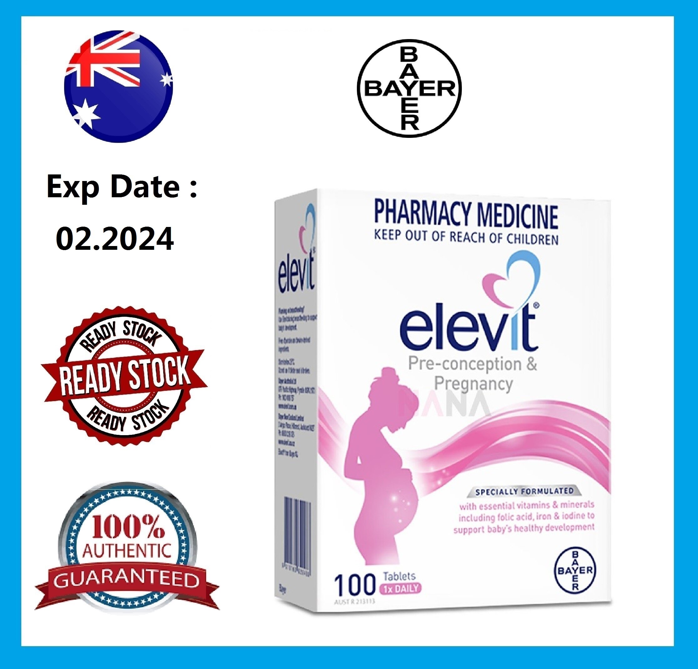 BAYER ELEVIT Pregnancy Multivitamin (100 Tablets) | Lazada