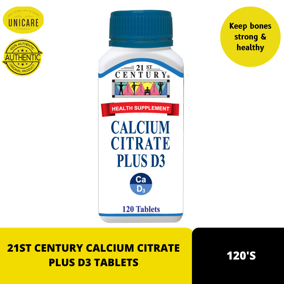 21ST CENTURY CALCIUM CITRATE PLUS D3 TABLETS 120'S | Lazada