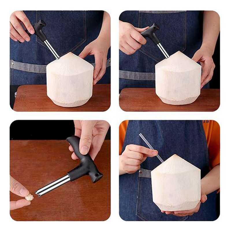 4Pack Coconut Opener Tool Set for Young Coconut Stainless Steel Coconut ...