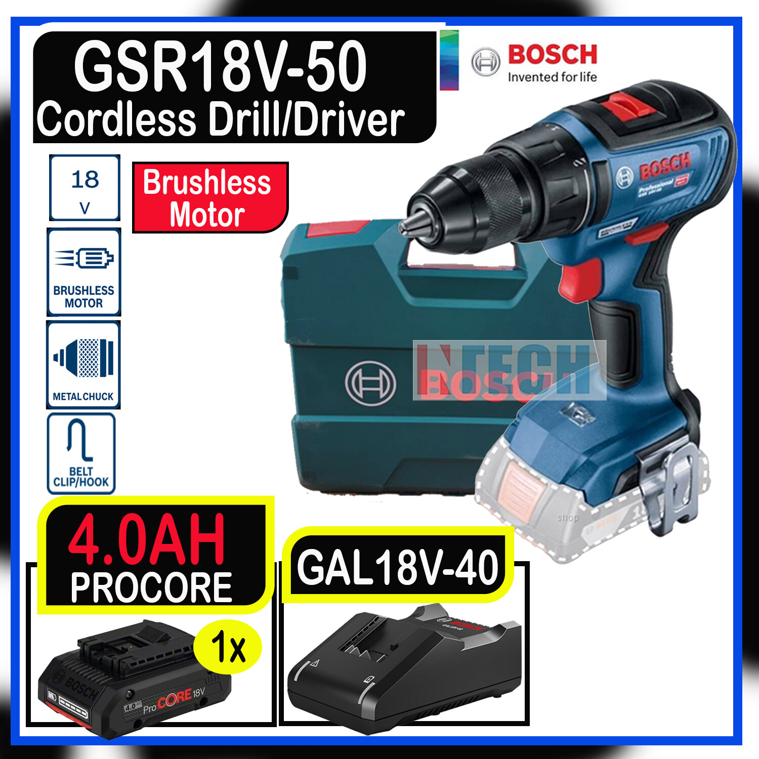 BOSCH GSR18V-50 (GSR 18V-50) CORDLESS DRILL/DRIVER (BRUSHLESS MOTOR) C ...