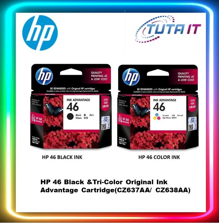 Ready Stock]HP 46 Black& 46 Tri-Color Original Ink Advantage Cartridge ...