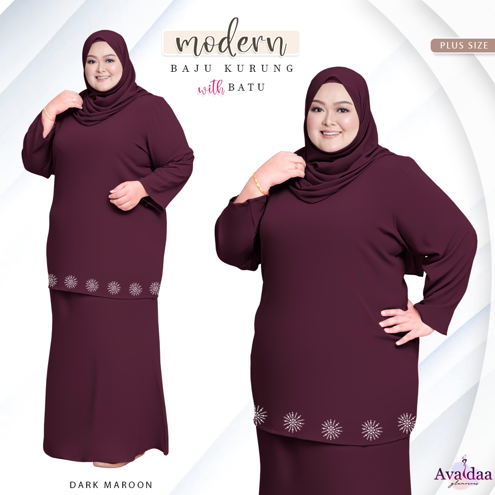 🌺Plus Sizes🌺 Daily Basic Baju Kurung Modern with Batu By Avadaa ...
