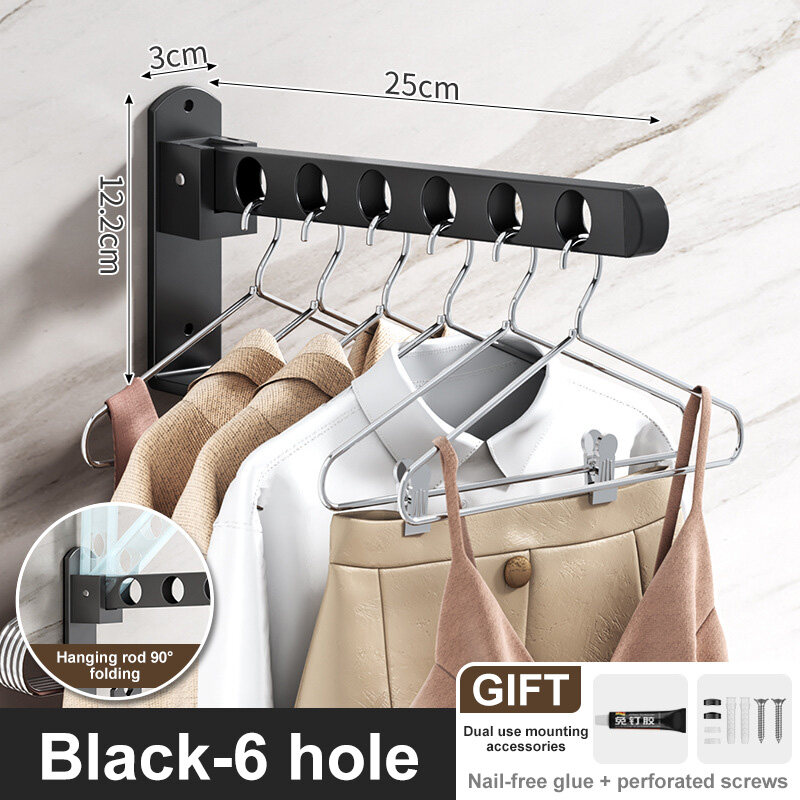 Clothes Hanger, Folding Wall Mounted Clothes Hanging Rack, Carbon Steel ...