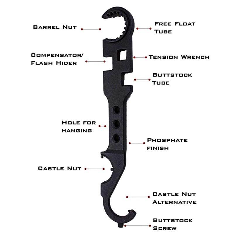Lon AR15/M4 Combat-wrench multi barrel nut spanner steel outdoor ...
