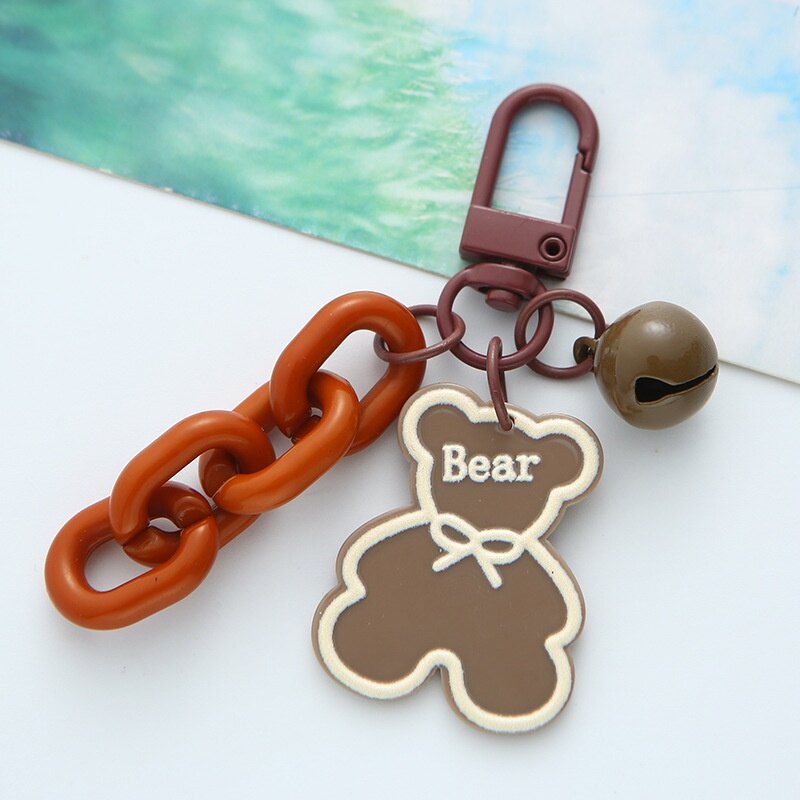 Goodset acrylic Bell Bear Keychain Creative Cute Chain Letter Key ...