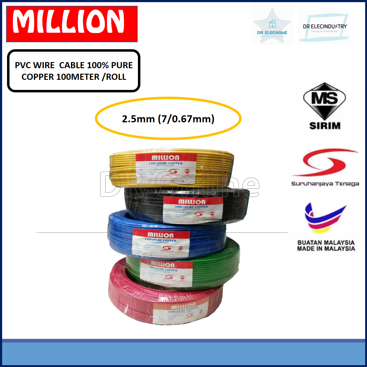 Pvc 2.5mm Cable Insulated Wiring Cable Single Core Electric Cable ,Red ...