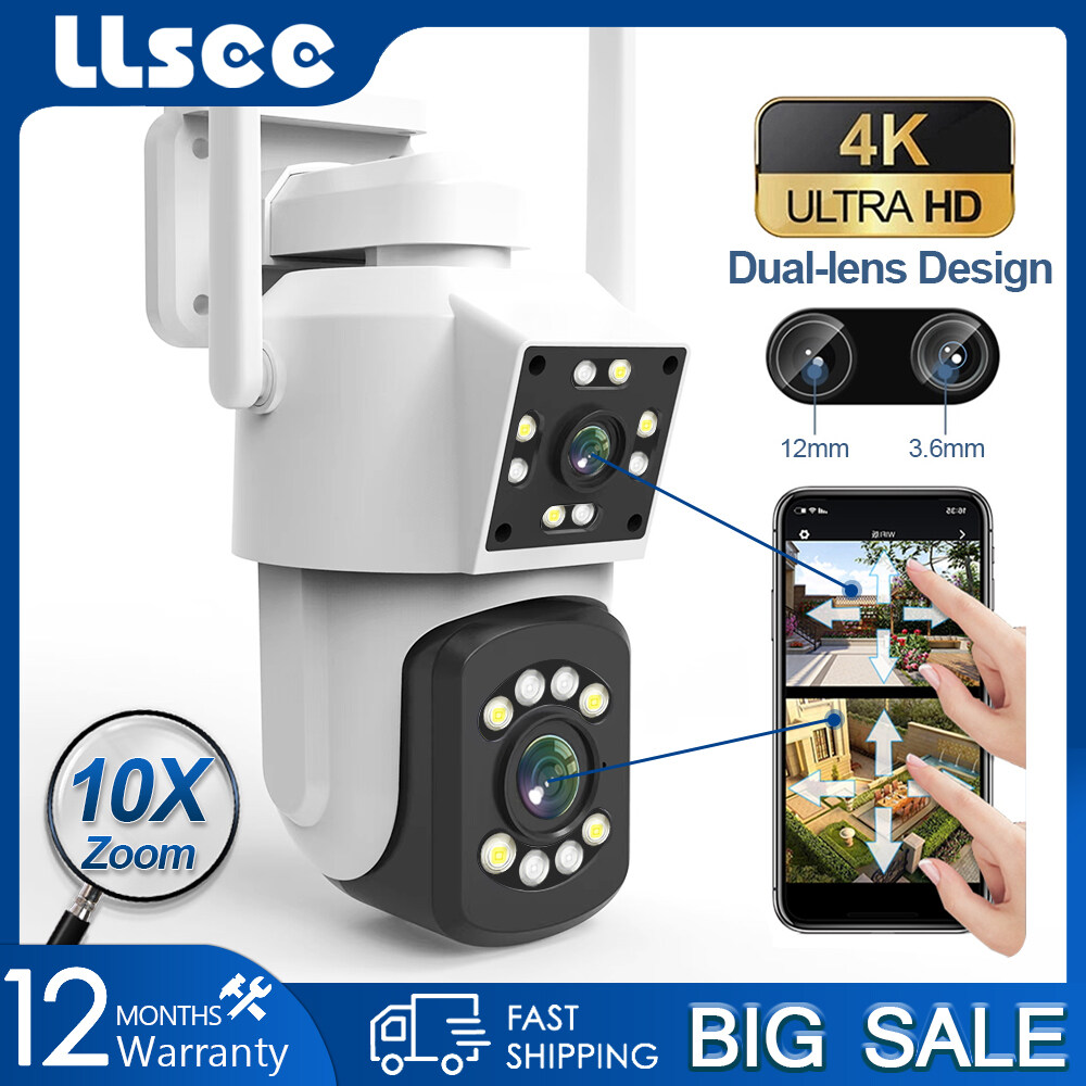 LLSEE, CCTV WIFI camera, 4K, 8MP, 10X zoom, PTZ, outdoor surveillance camera, IP security camera ...