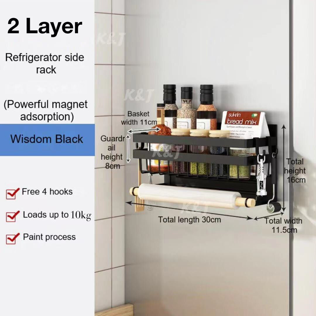 2C External Kitchen Rak For Refrigerator and Oven Magnet Stand Rack ...