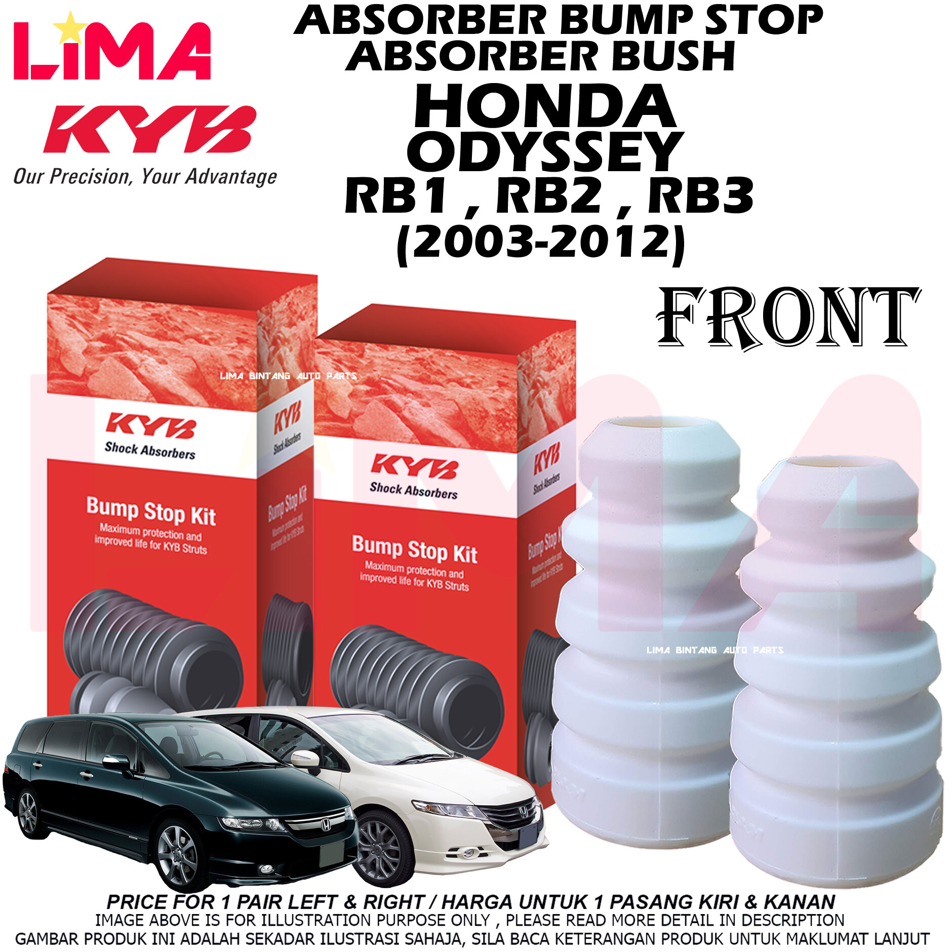 Honda Odyssey RB1 RB2 RB3 Front Absorber Shaft Bush Bump Stop KAYABA ...