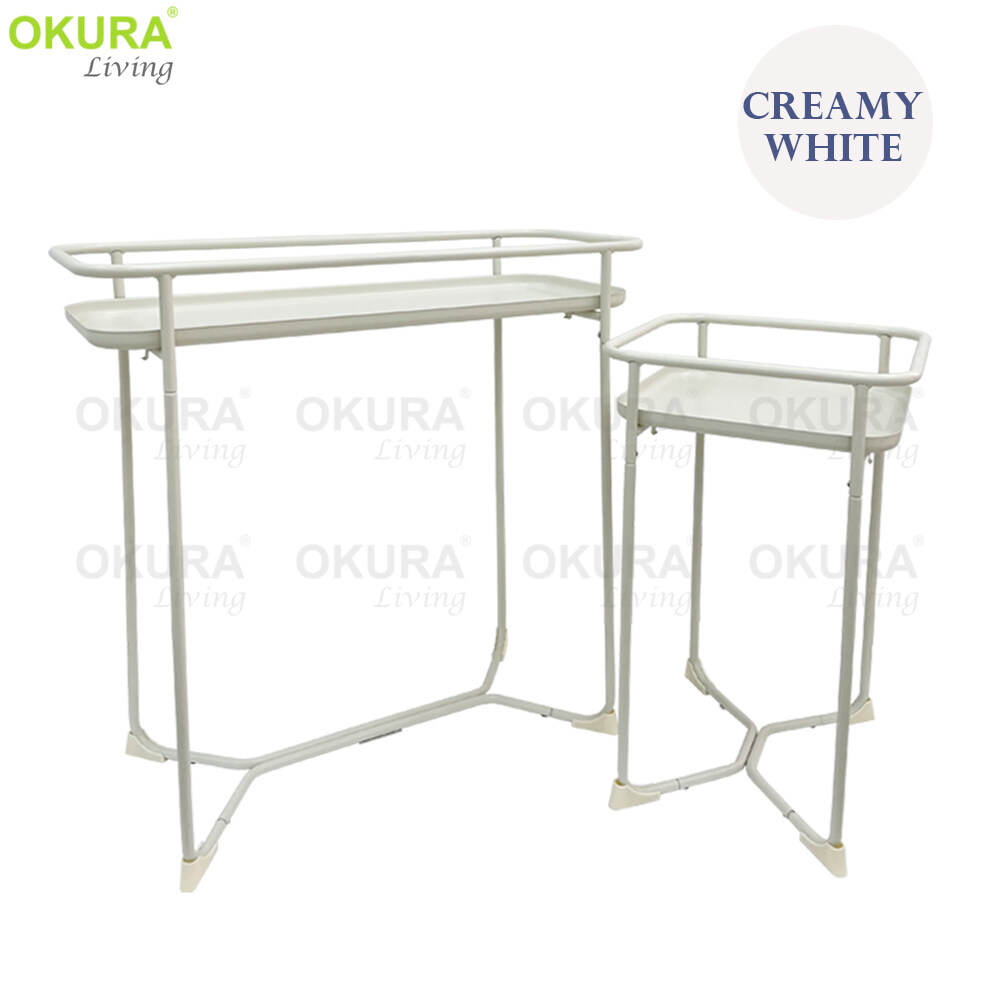 OKURA Coffee Table Metal Removable Tray Bedside Minimalist Design Side ...