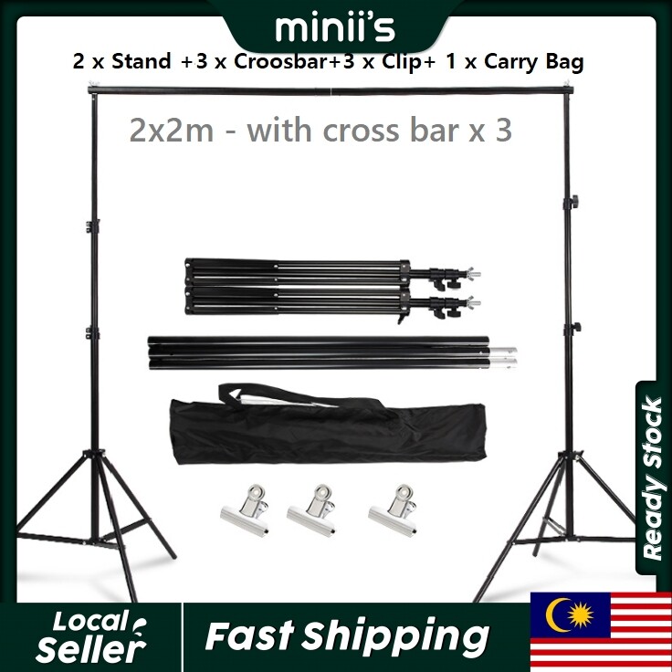 Miniis 2.6x3m / 2x2m Adjustable Background Banner Support Stand Photo ...