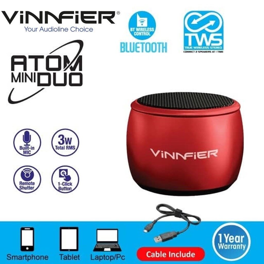 VINNFIER Atom Mini Duo Portable Speaker with Bluetooth Duo Pairing ...