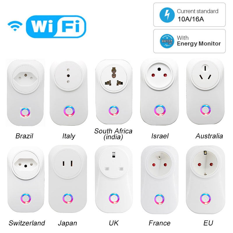 EU Smart Plug WiFi Socket power energy meter 10A16A Power Monitor Timing Function Tuya SmartLife ...