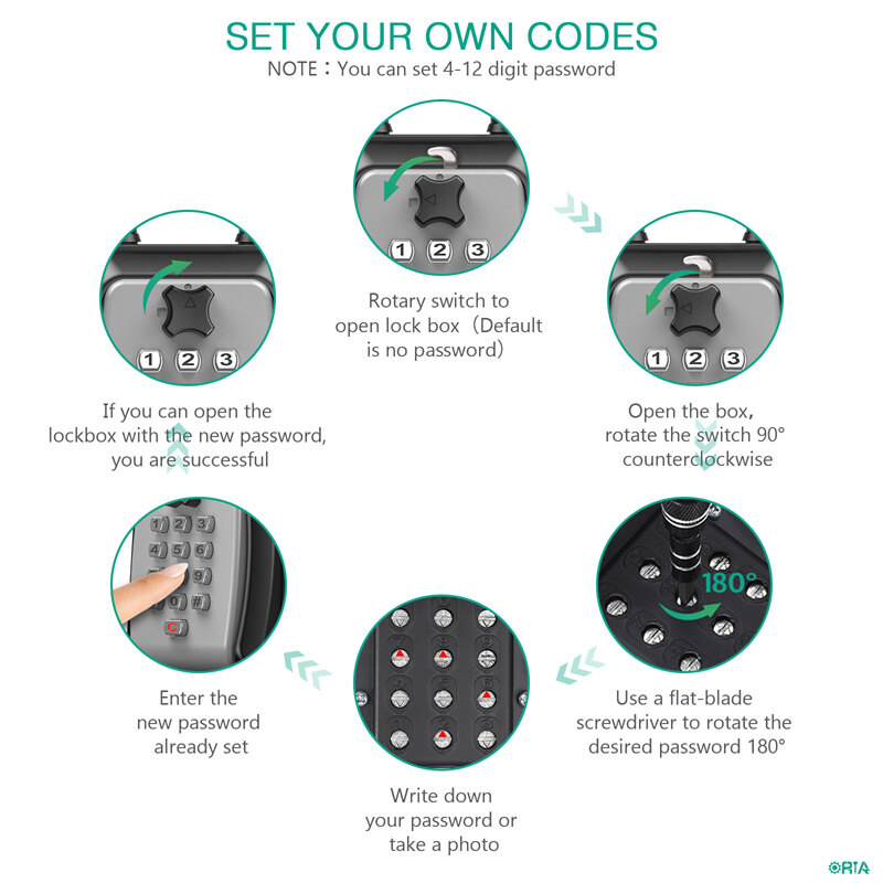 ORIA Security Key Lock Box Push Button Large Capacity Key Storage Box ...