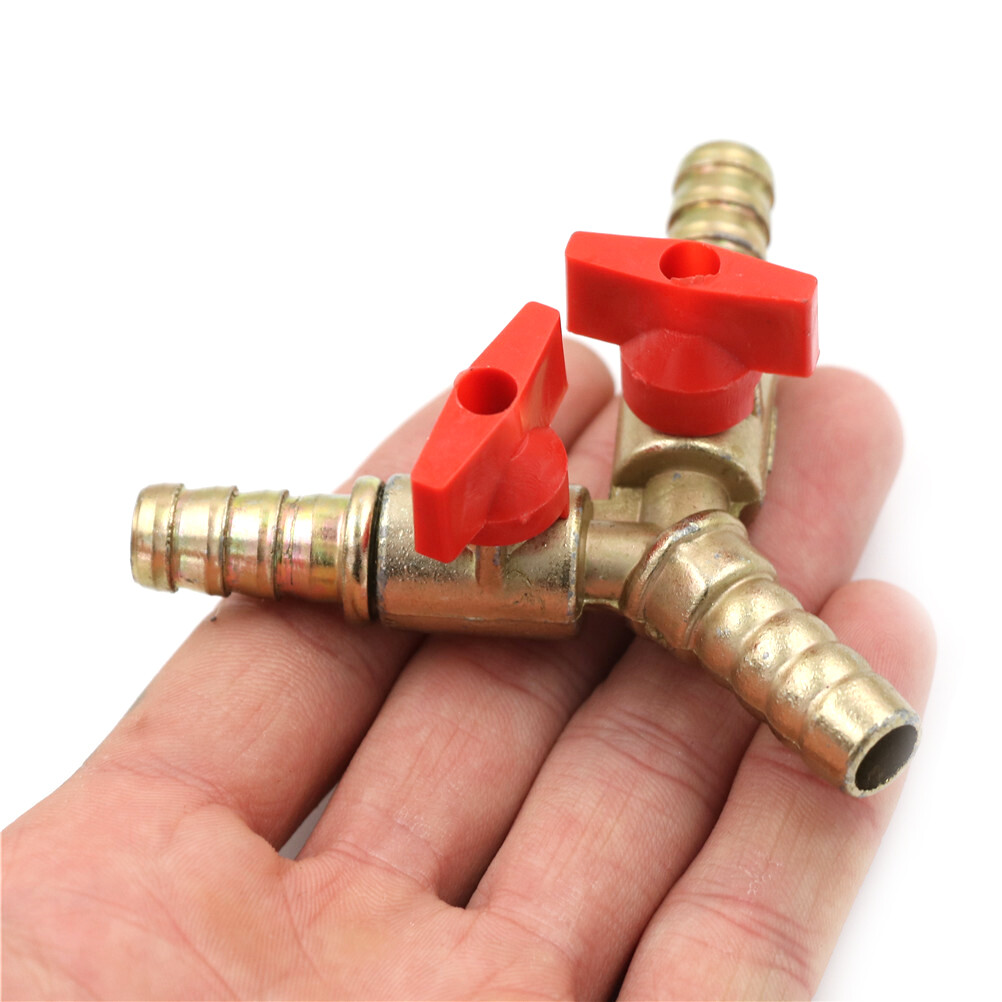 caoguijun 3 Way Tee Brass Y Shut off Ball Valve 3/8" 10mm Barb Fuel Gas ...