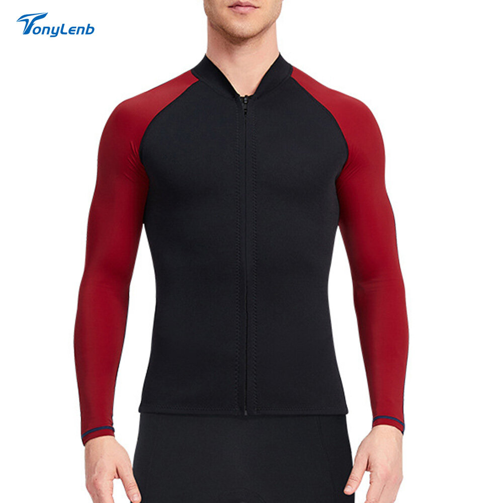 TonyLen Men Separate Diving Top Long Sleeve With Zipper Thermal Sun ...
