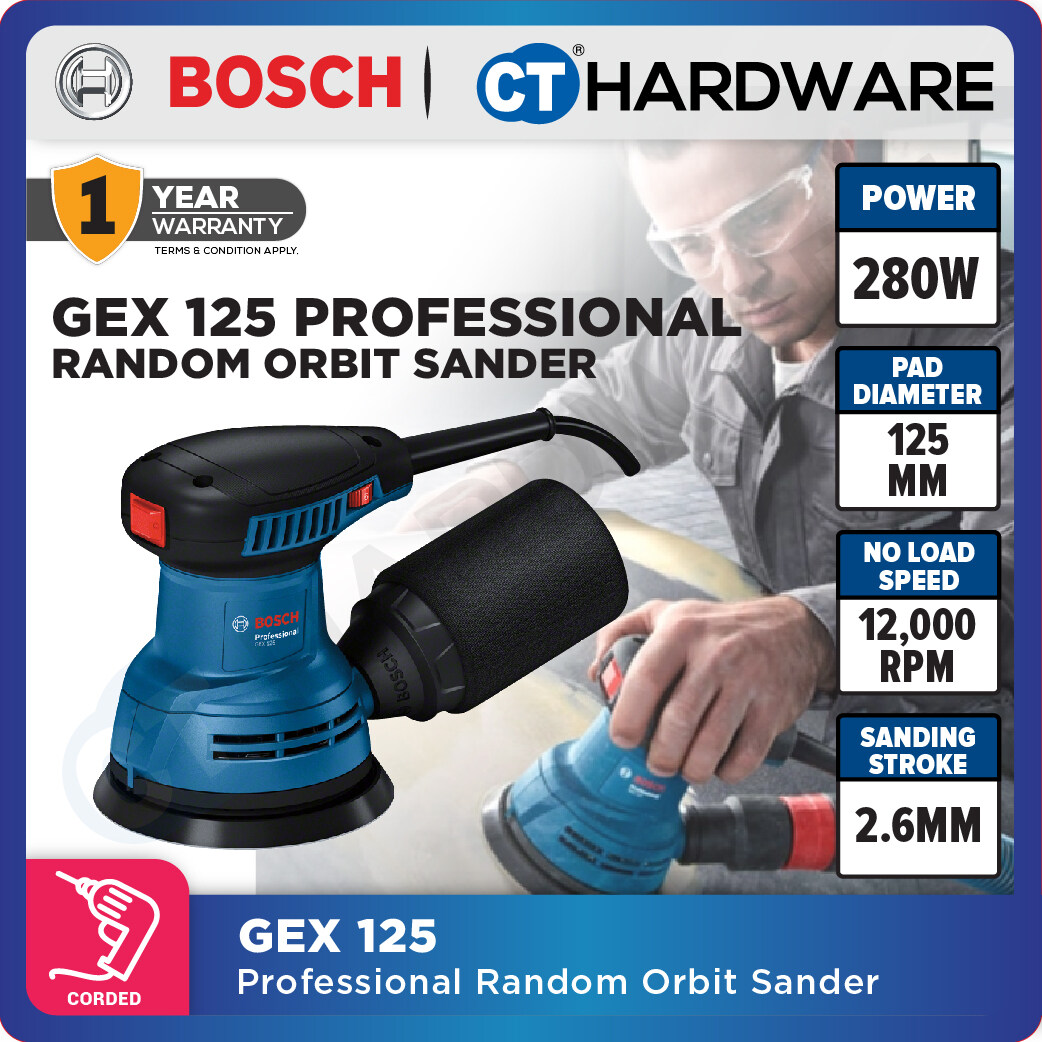 BOSCH GEX 125 Random Orbital Sander 06013A80L0 125MM 280W 7500-12000RPM | Sander Orbital Rawak ...
