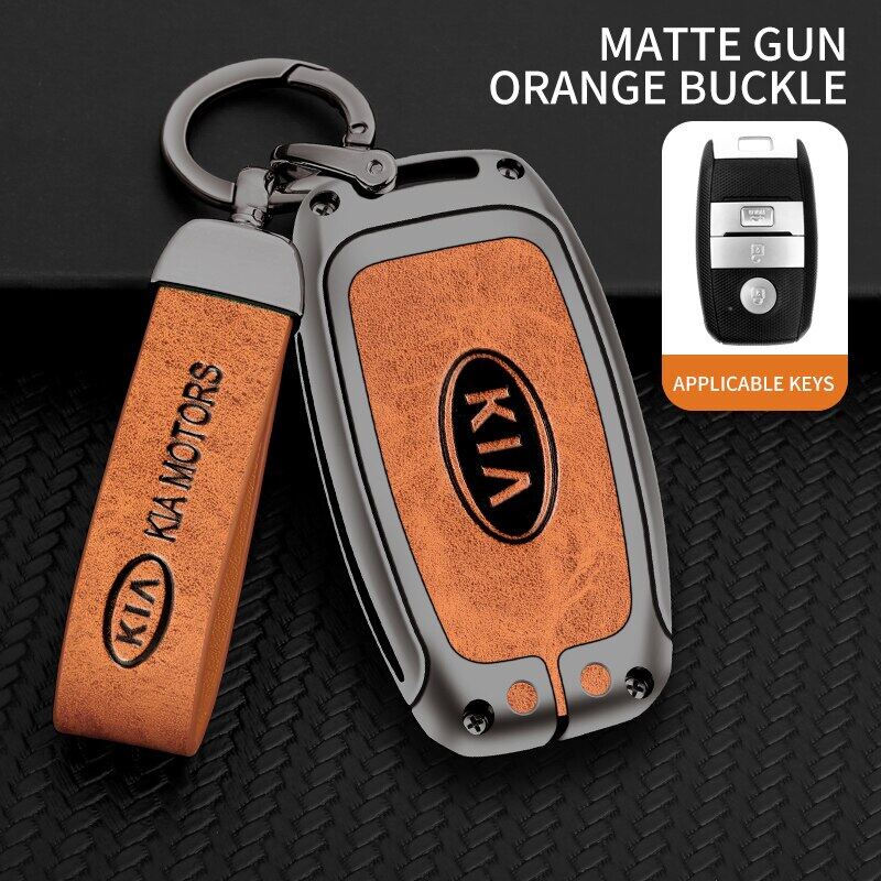 Zinc Alloy Leather Smart Car Key Cover Case For KIA Rio Forte Cerato K3 ...
