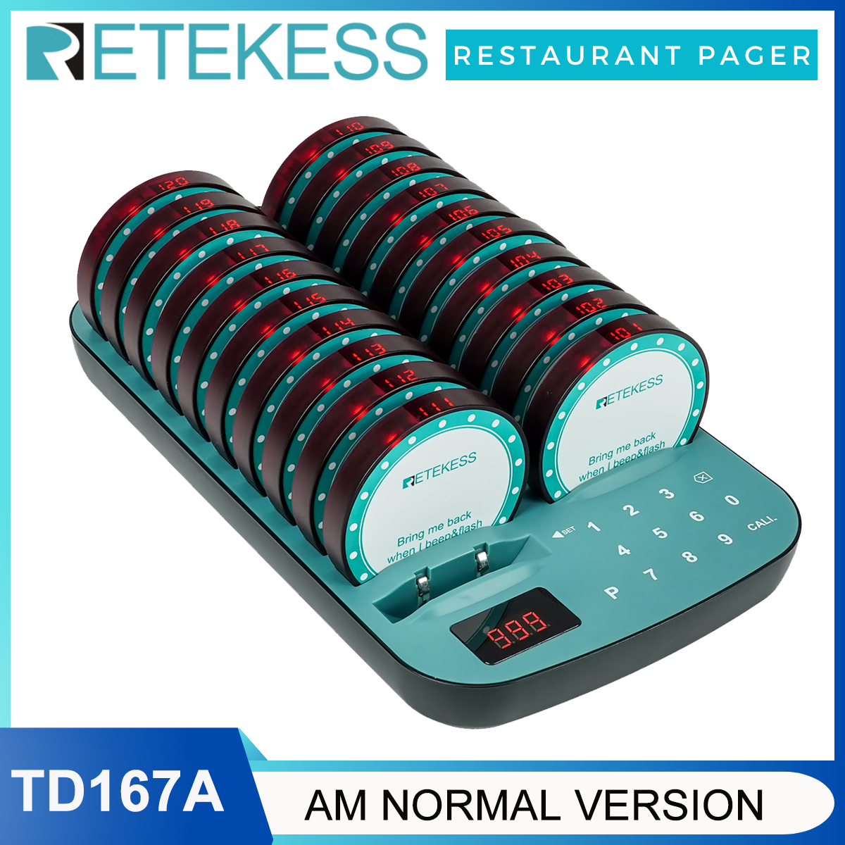 RETEKESS TD167 Restaurant Buzzer Pagers Guest Pager System Out of Range ...