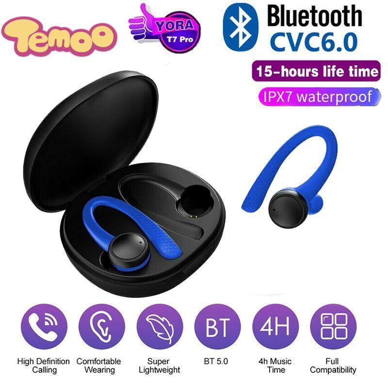 Temoo TWS 5.0 หูฟังบลูทูธไร้สาย T7 Pro ไฮไฟสเตอริโอไร้สายหูฟังกีฬาชุดหูฟังพร้อมกล่องชาร์จสำหรับ ...