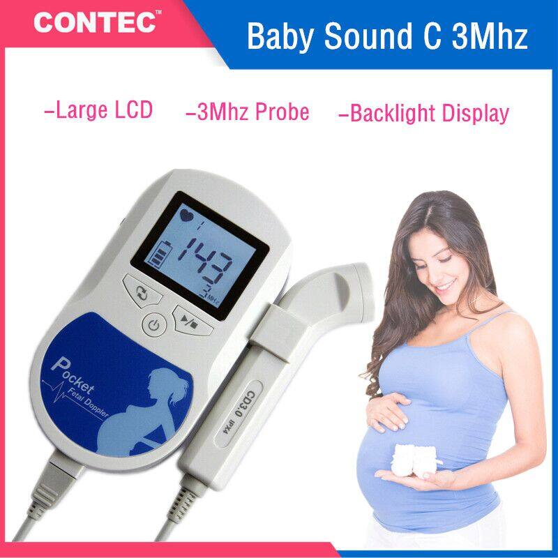 CONTEC Baby Sound C Fetal Doppler Baby Heartbeat Detector 3Mhz Probe ...