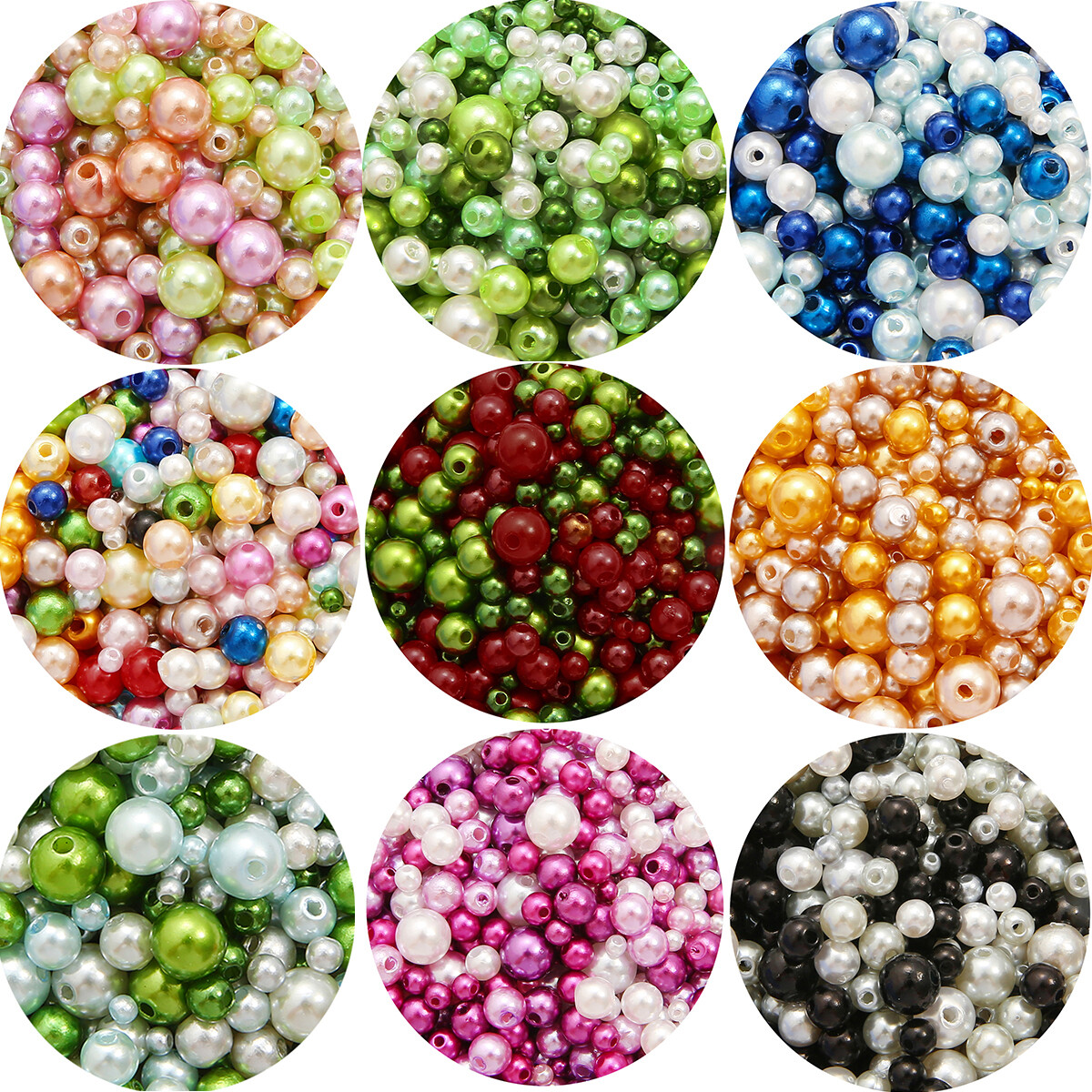 150Pcs Mix Size 3/4/5/6/8mm ABS Imitation Pearl Beads With Hole ...