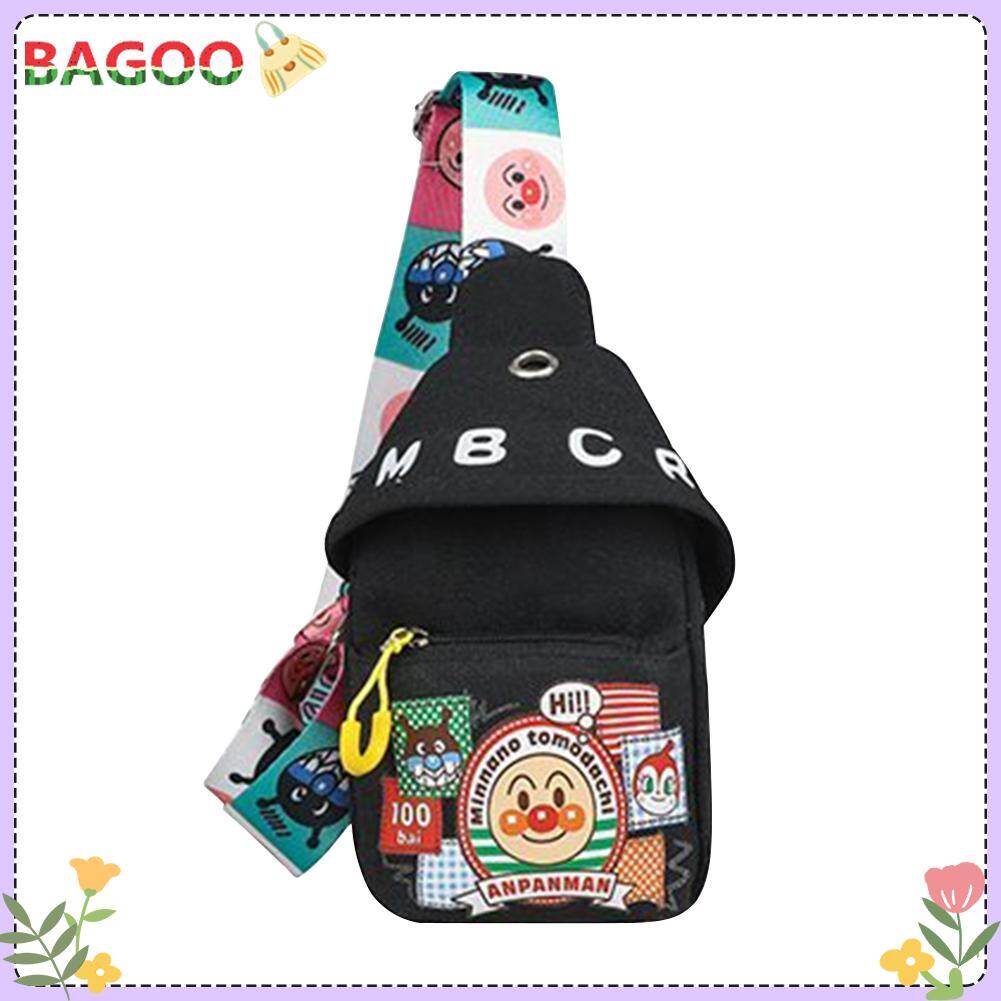 Women Cute Cartoon Canvas Printing Chest Bags Crossbody Shoulder ...