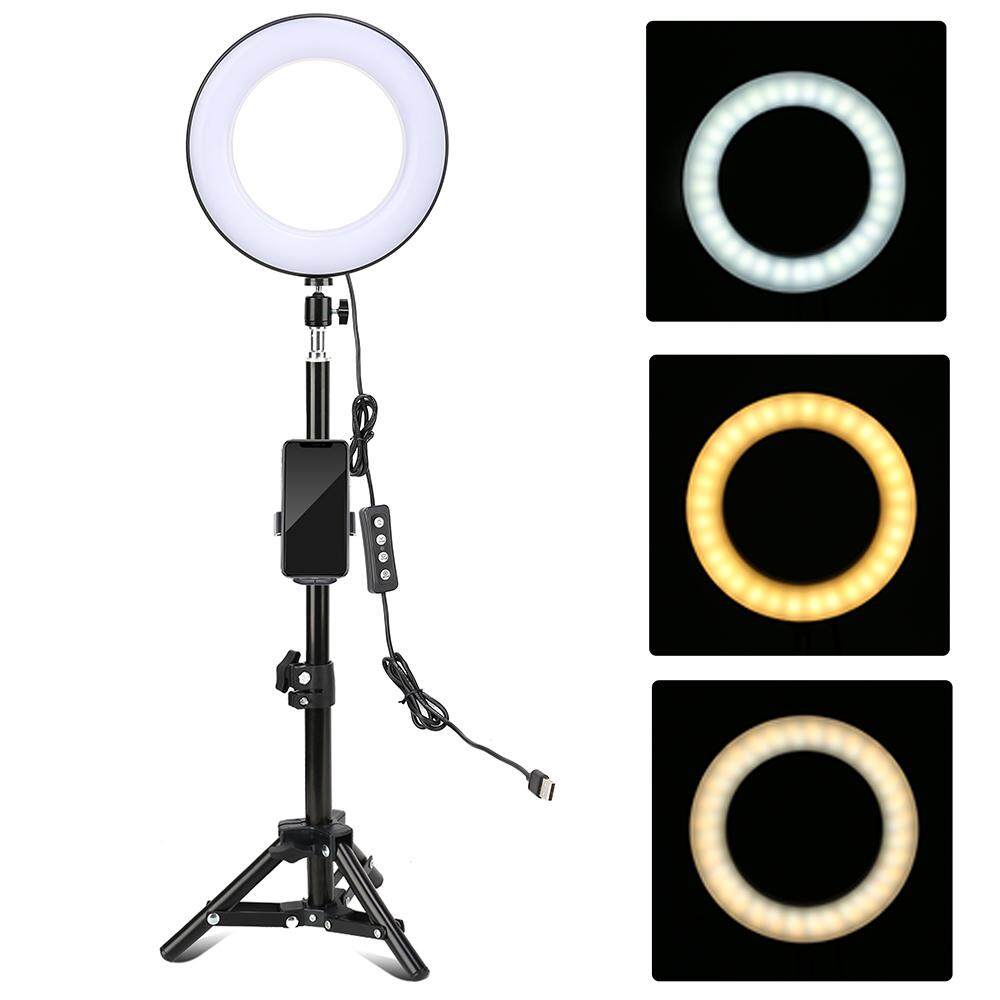 8 Inch Desktop LED Ring Light 3 Lighting Modes Dimmable USB Powered ...