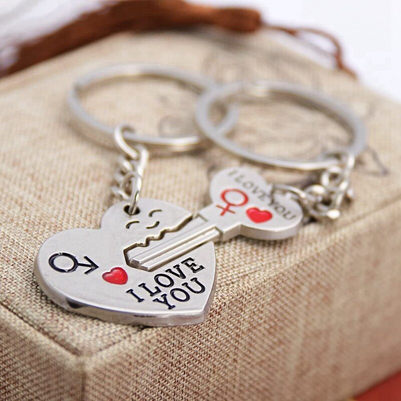 I Love You Heart Key Valentine Chain Ring Keyring Cute Lover Gift, 2 ...