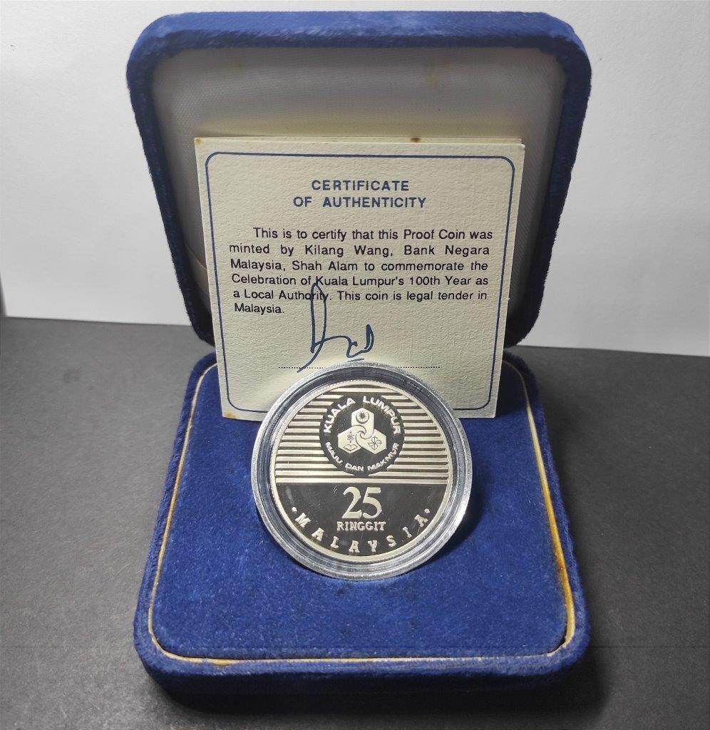 Malaysia Commemorative Old Single Silver PROOF Coin RM 25 with Original ...