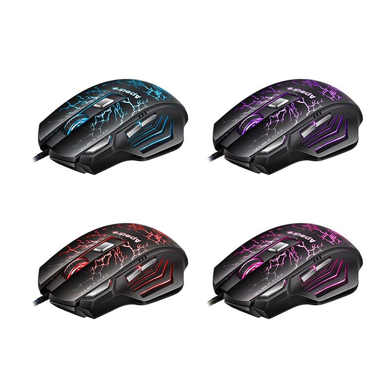 APEDRA A7 USB Wired Gaming Mouse 7 Buttons Ergonomic Mice Colorful LED ...