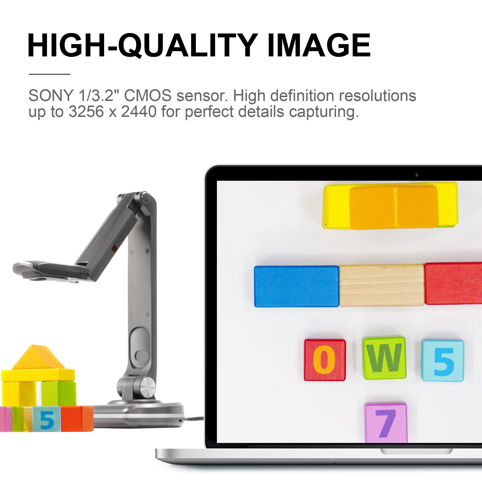 8MP USB Document Camera For Teacher，Book Scanner With LED Supplemental ...