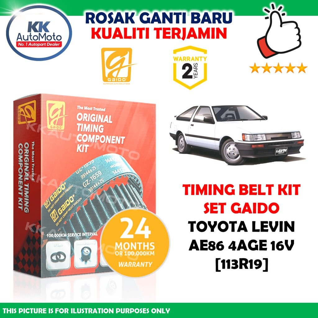 Toyota Levin AE86 4AGE Engine 16V - Genuine Timing Belt Kit Set 2 Years ...