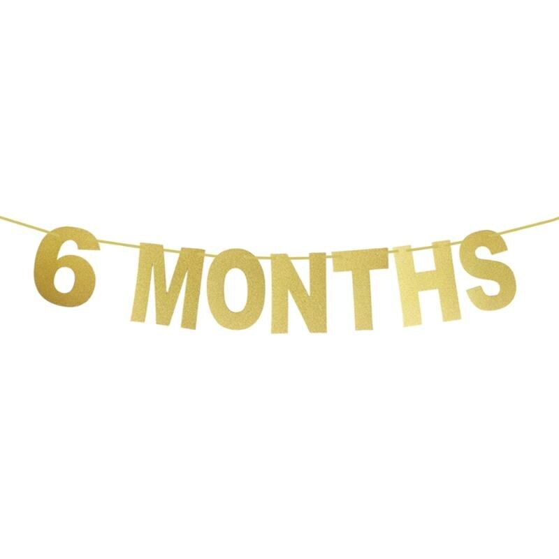 1set New 6 Months Letters Photo Gold Banner Baby Shower Girl Boy Photo ...