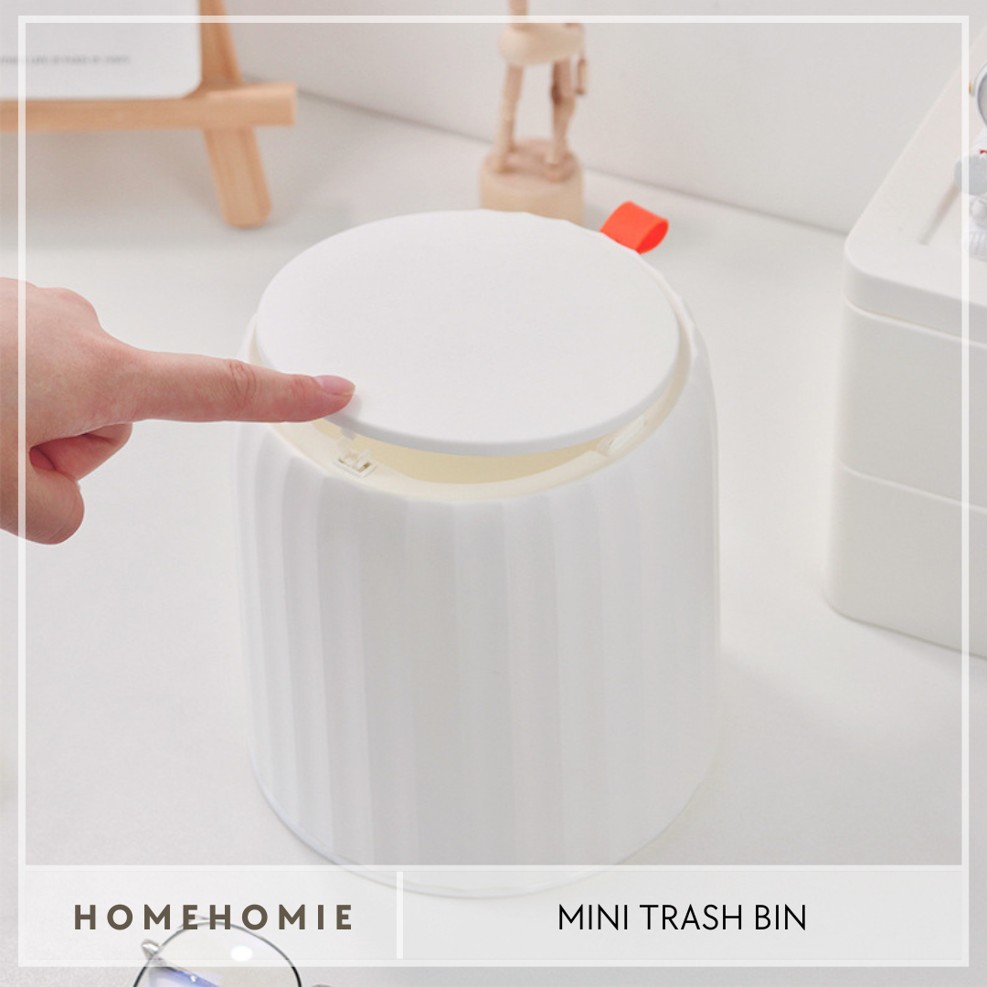 HomeHomie White Minimalist Aesthetic Mini Round Dust Bin Desk Rubbish ...