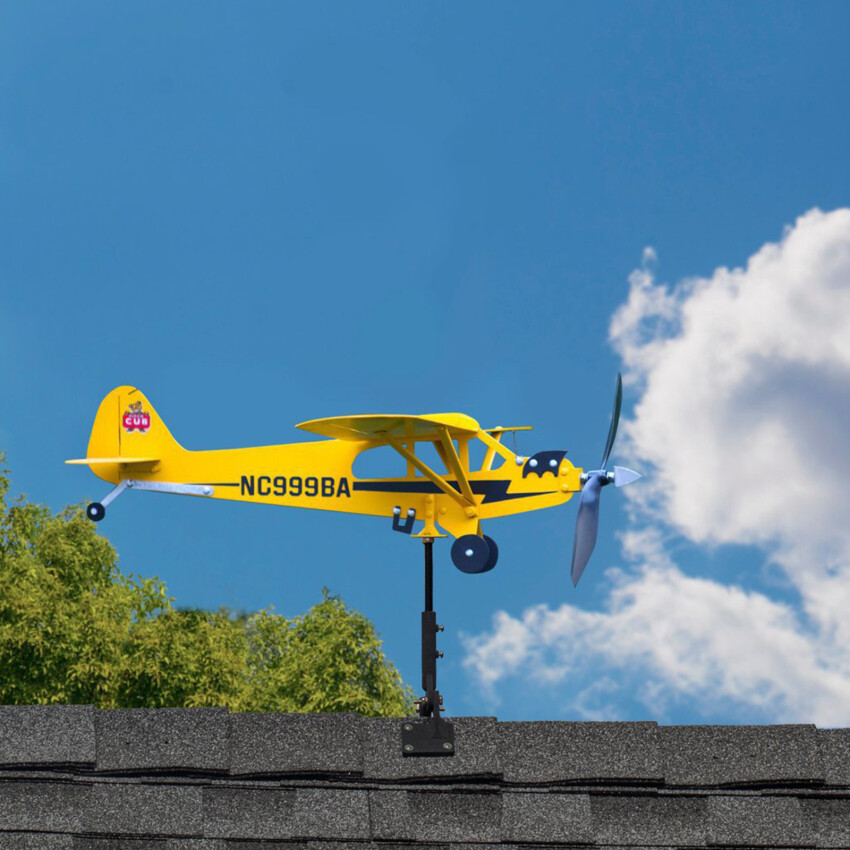 3D Wind Spinner Plane Metal Airplane Weather Vane Outdoor Roof Wind ...