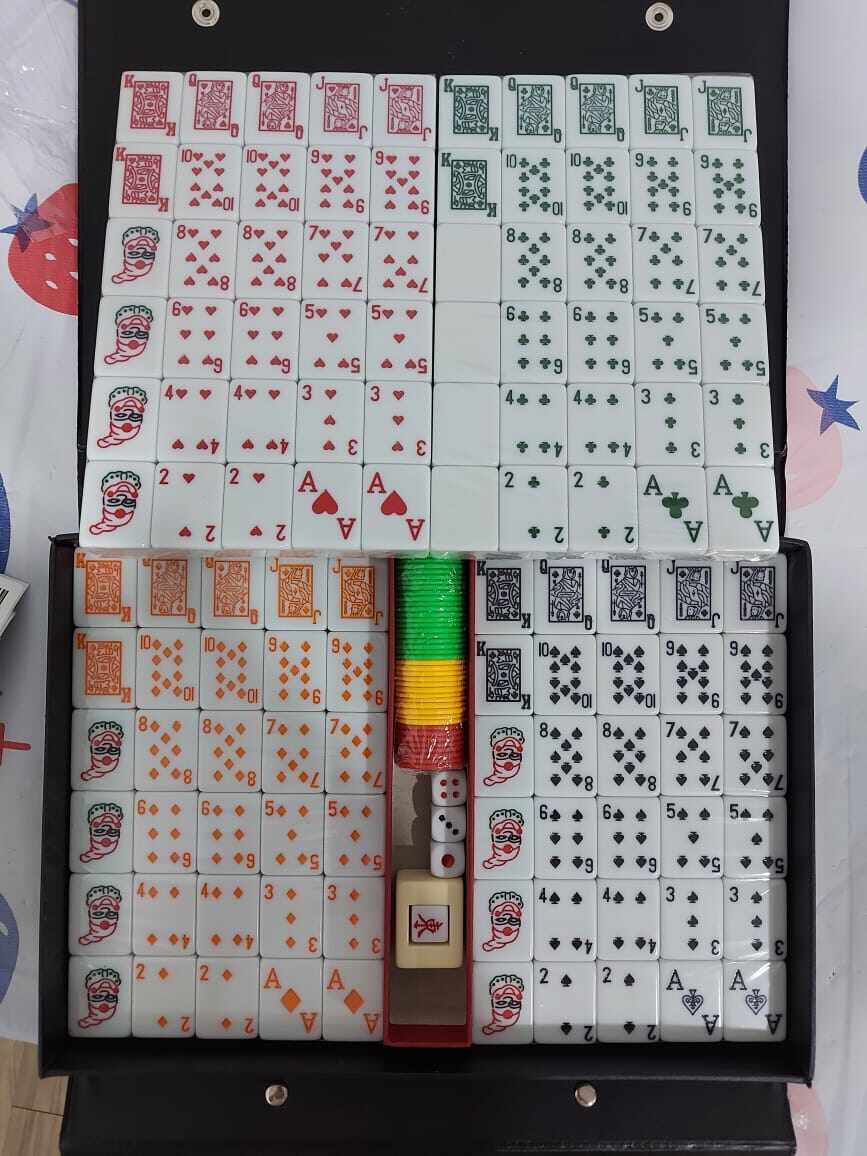 SLT Classic Lamy Poker Mahjong Tiles Poker Rummy Game Set 120 White ...